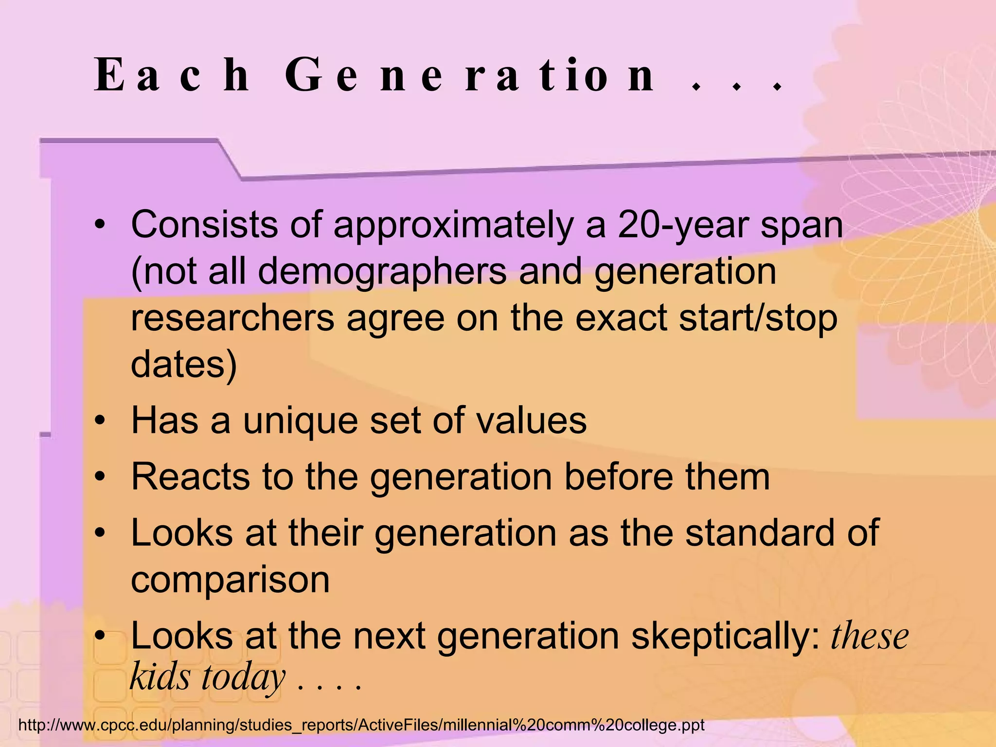 Generations and Their Learning | PPT