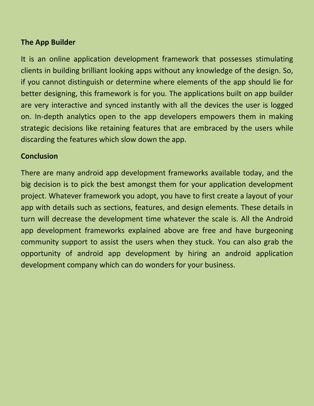 Most Recommended Android App Development Frameworks For App Development Pdf