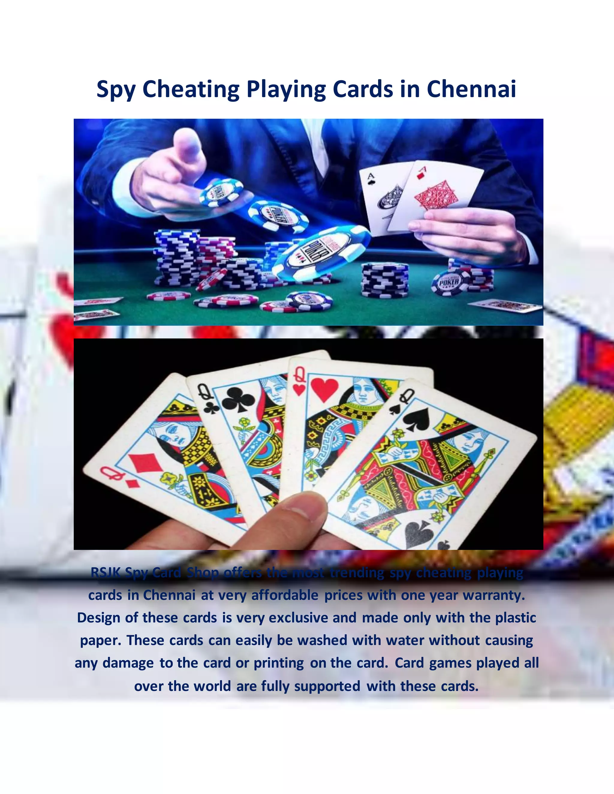 Most Trending Spy Cheating Playing Cards in Chennai | PDF