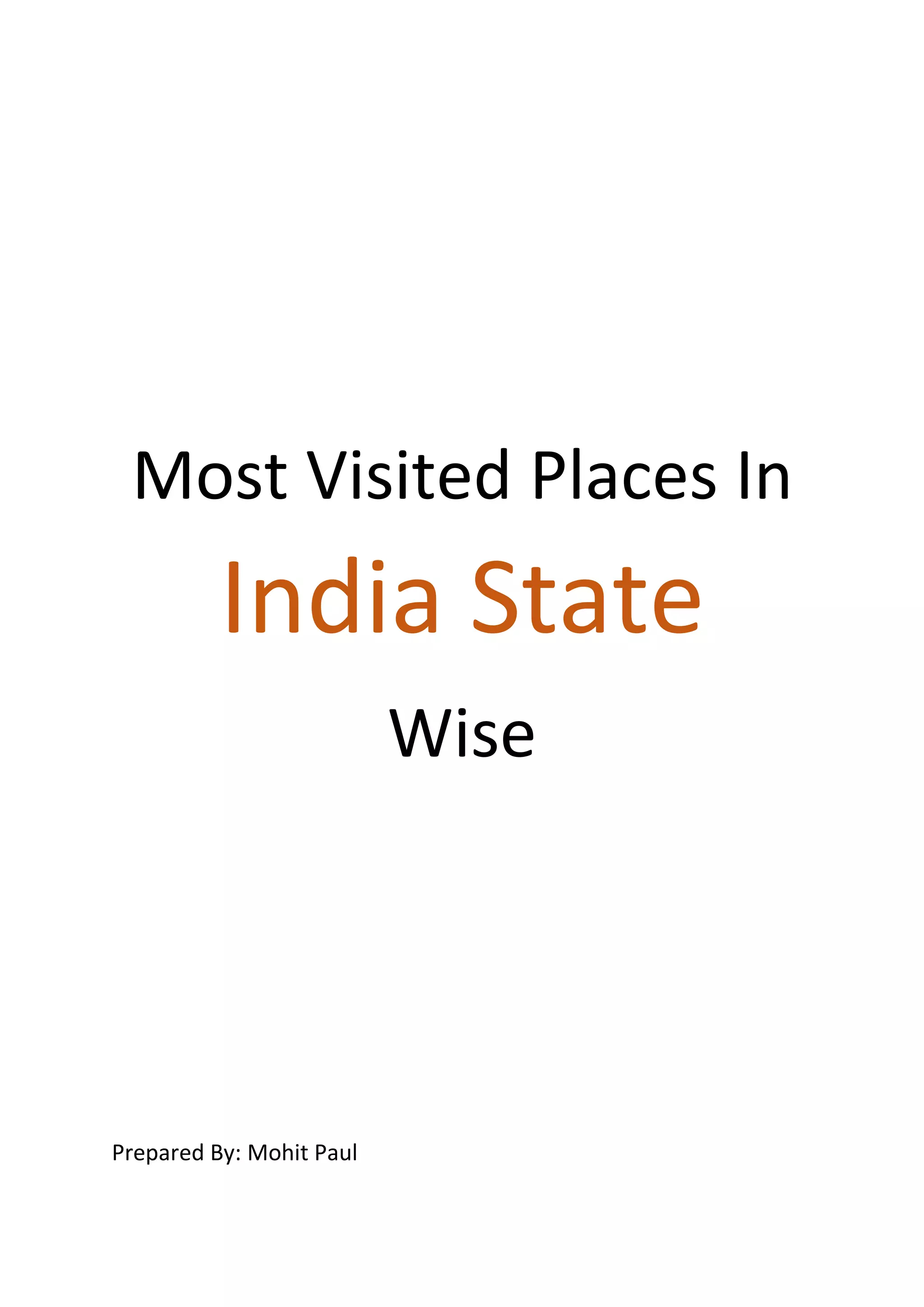Most visited places in india state wise | PDF