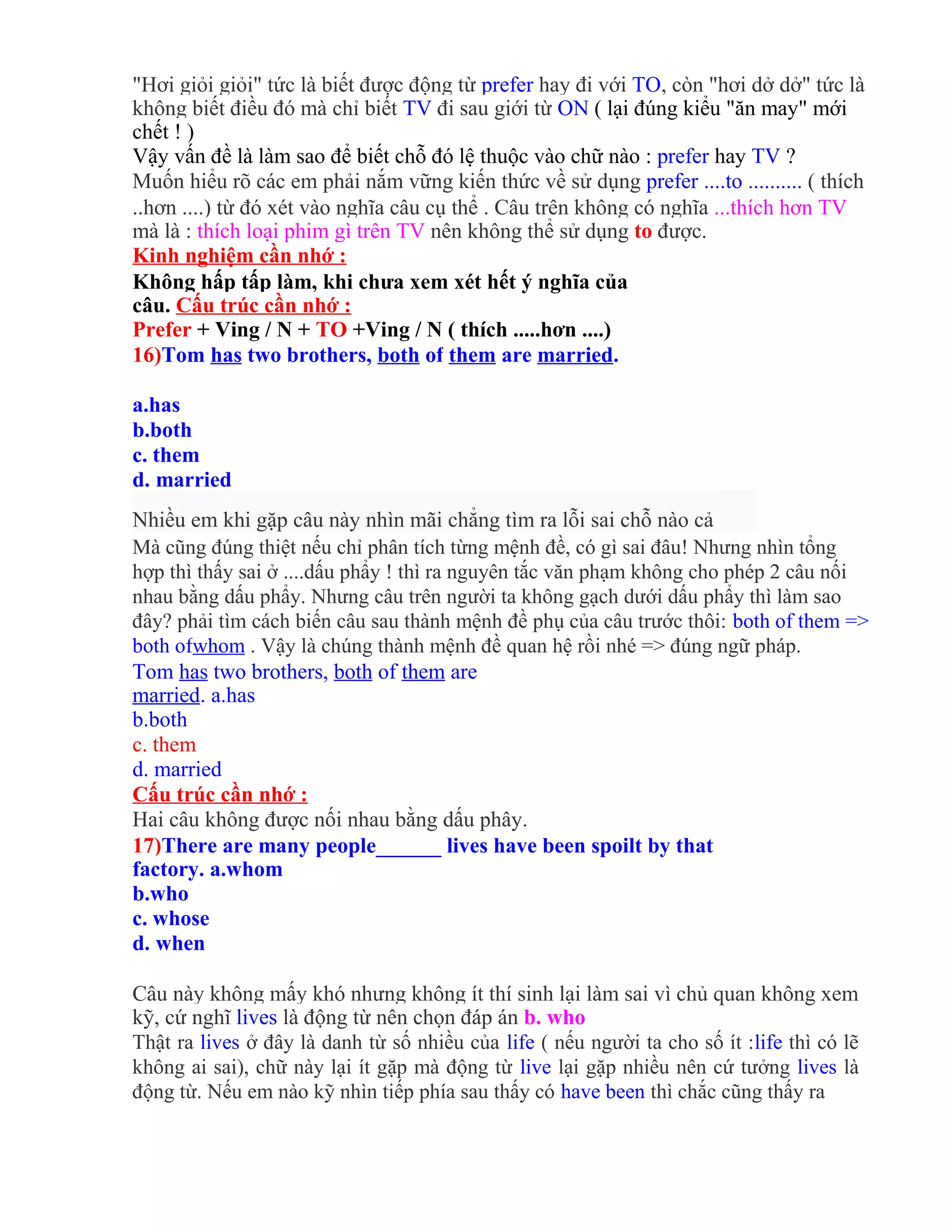 Một số bẫy thường gặp trong đề thi tiếng anh THPT Quốc Gia | DOC