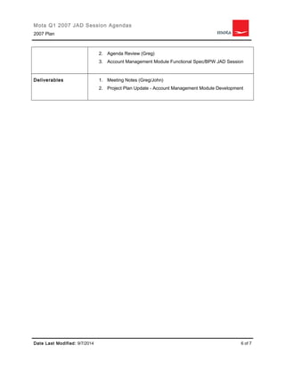 Organizational JAD Session Workshops - Agenda | DOC