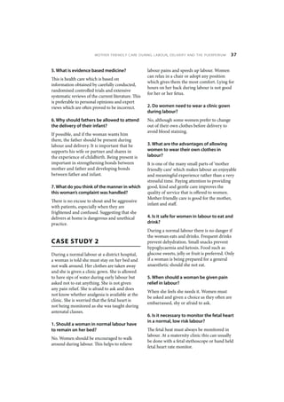 Mother and Baby Friendly Care: Mother friendly care during labour ...