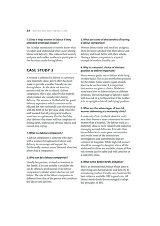 Mother and Baby Friendly Care: Mother friendly care during labour ...