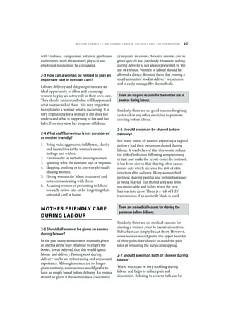 Mother and Baby Friendly Care: Mother friendly care during labour ...
