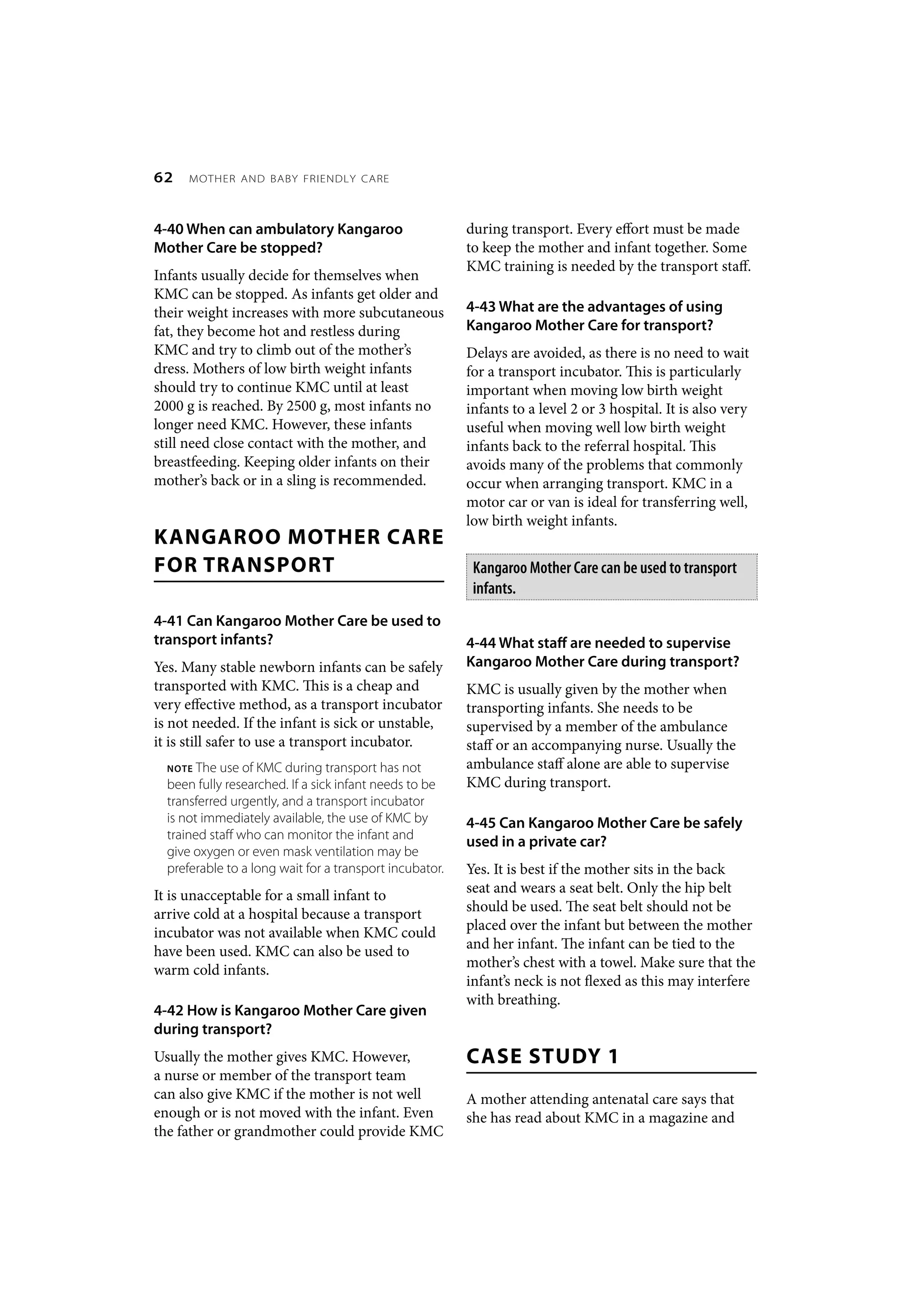Mother and Baby Friendly Care: Practice of kangaroo mother care | PDF