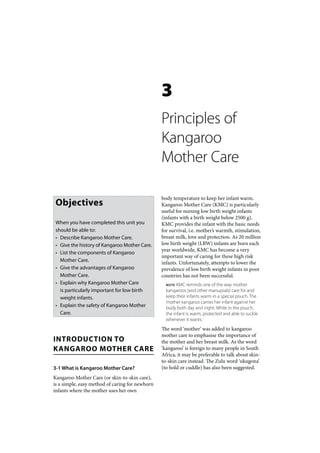 Mother and Baby Friendly Care: Principles of kangaroo mother care | PDF