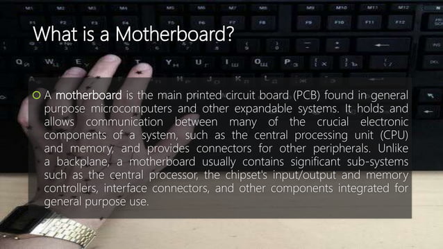 Motherboard | PPTX | Computer Peripherals | Computing