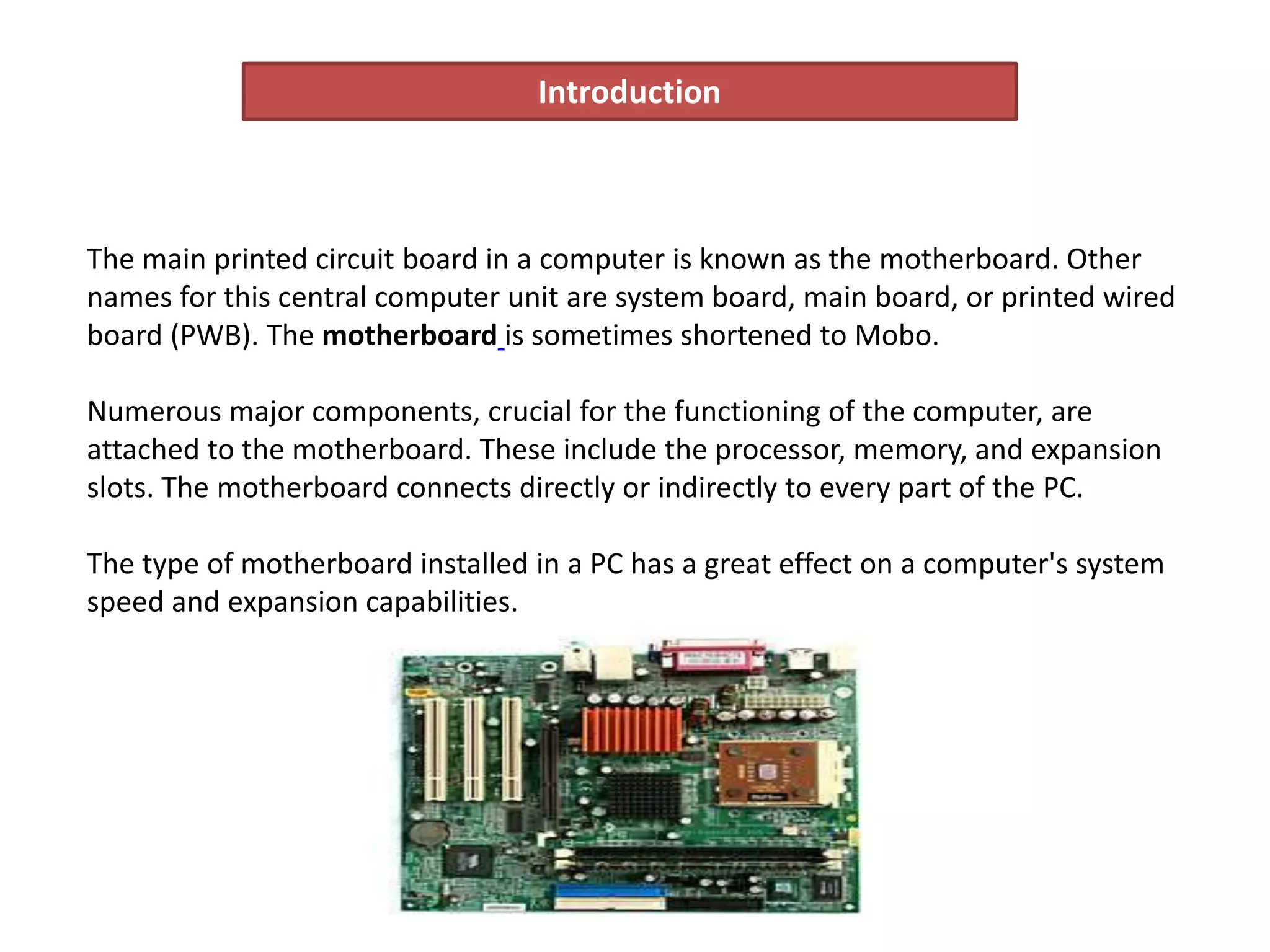 motherboard electronic components and their functions | PPTX