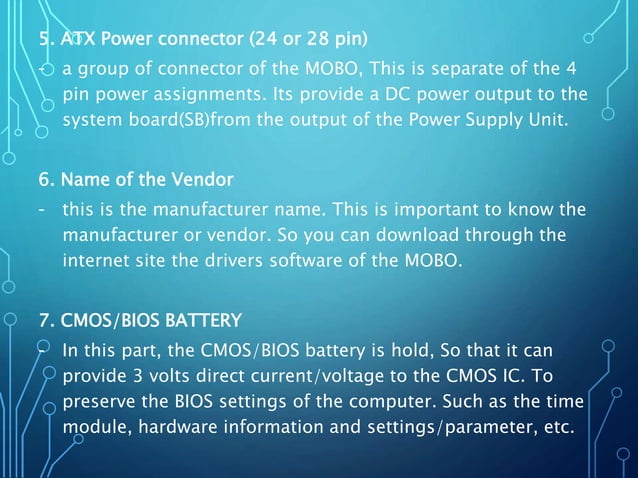 The Motherboard Parts and their Function | PPTX