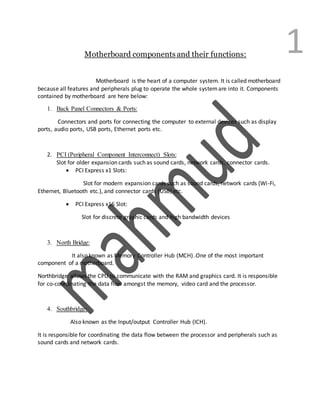 Motherboard components and their functions | DOCX