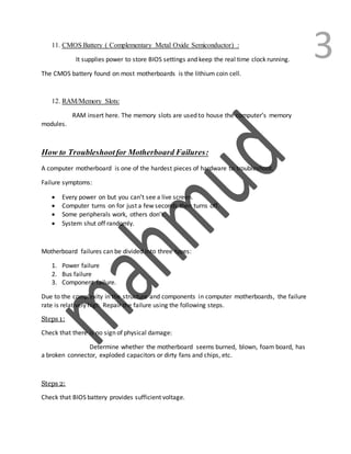 Motherboard components and their functions | DOCX