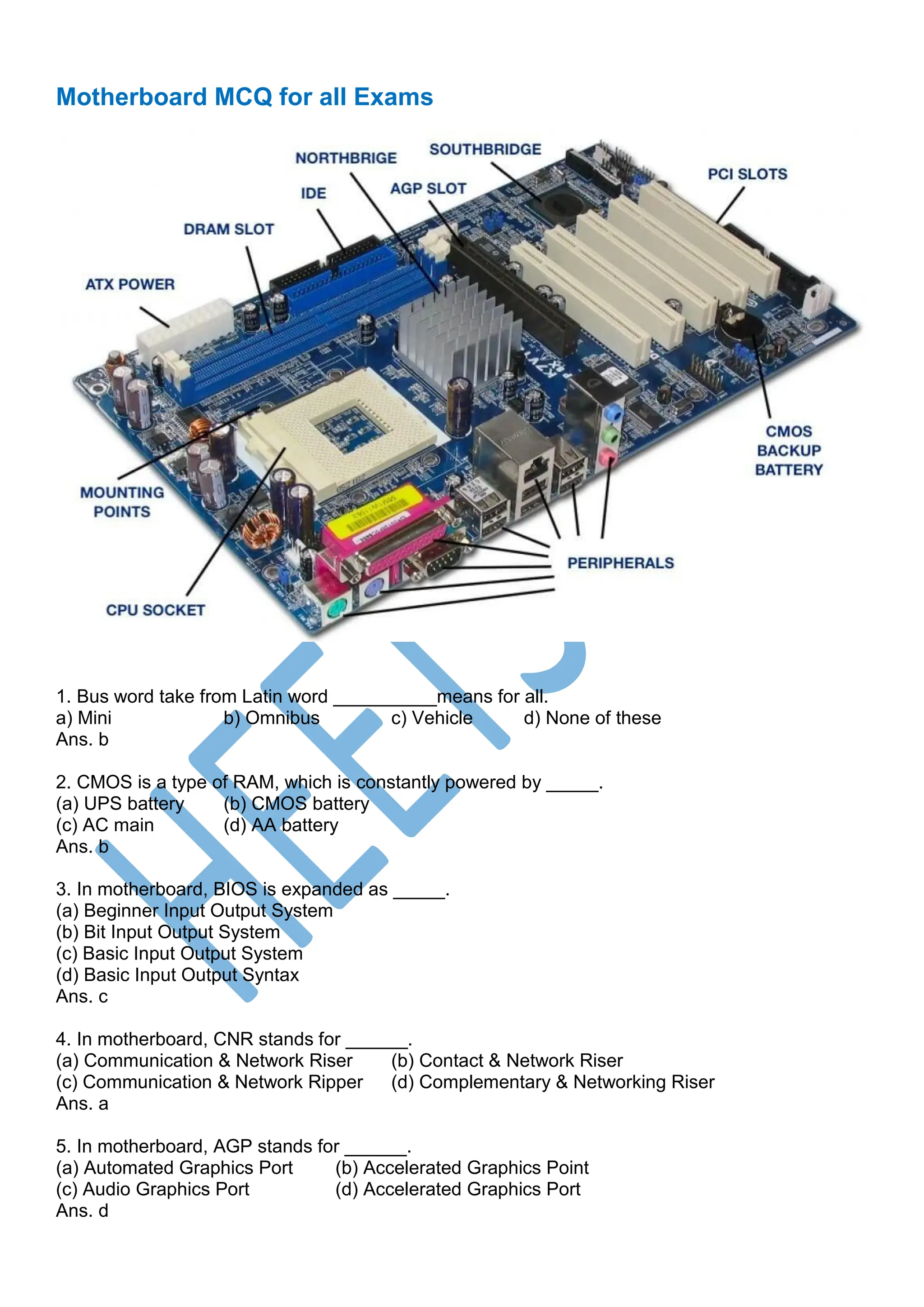 Computer Motherboard Questions and Answers | PDF