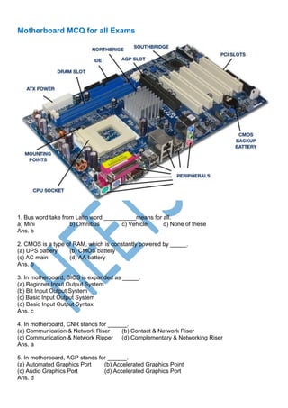 Computer Motherboard Questions and Answers | PDF