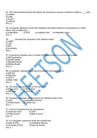 Computer Motherboard Questions and Answers | PDF