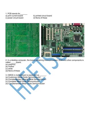 Computer Motherboard Questions and Answers | PDF