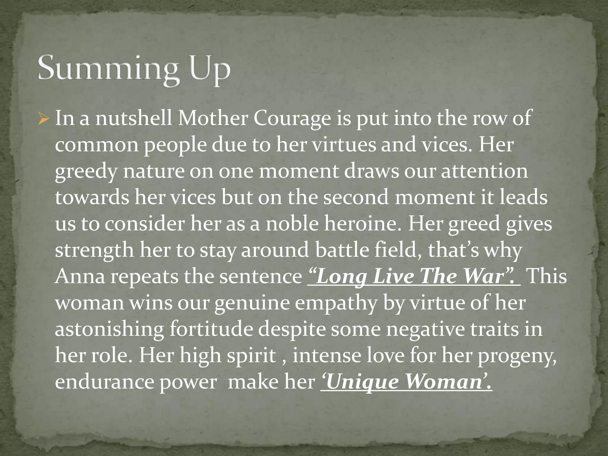 Mother Courage And Her Children By Megha | PPTX