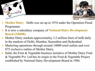 Mother dairy ( strategies to promote sales in South and West) | PPTX