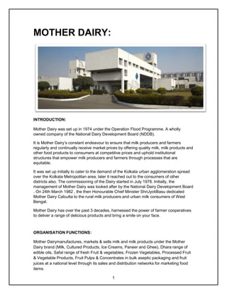 Mother dairy- A report | DOCX
