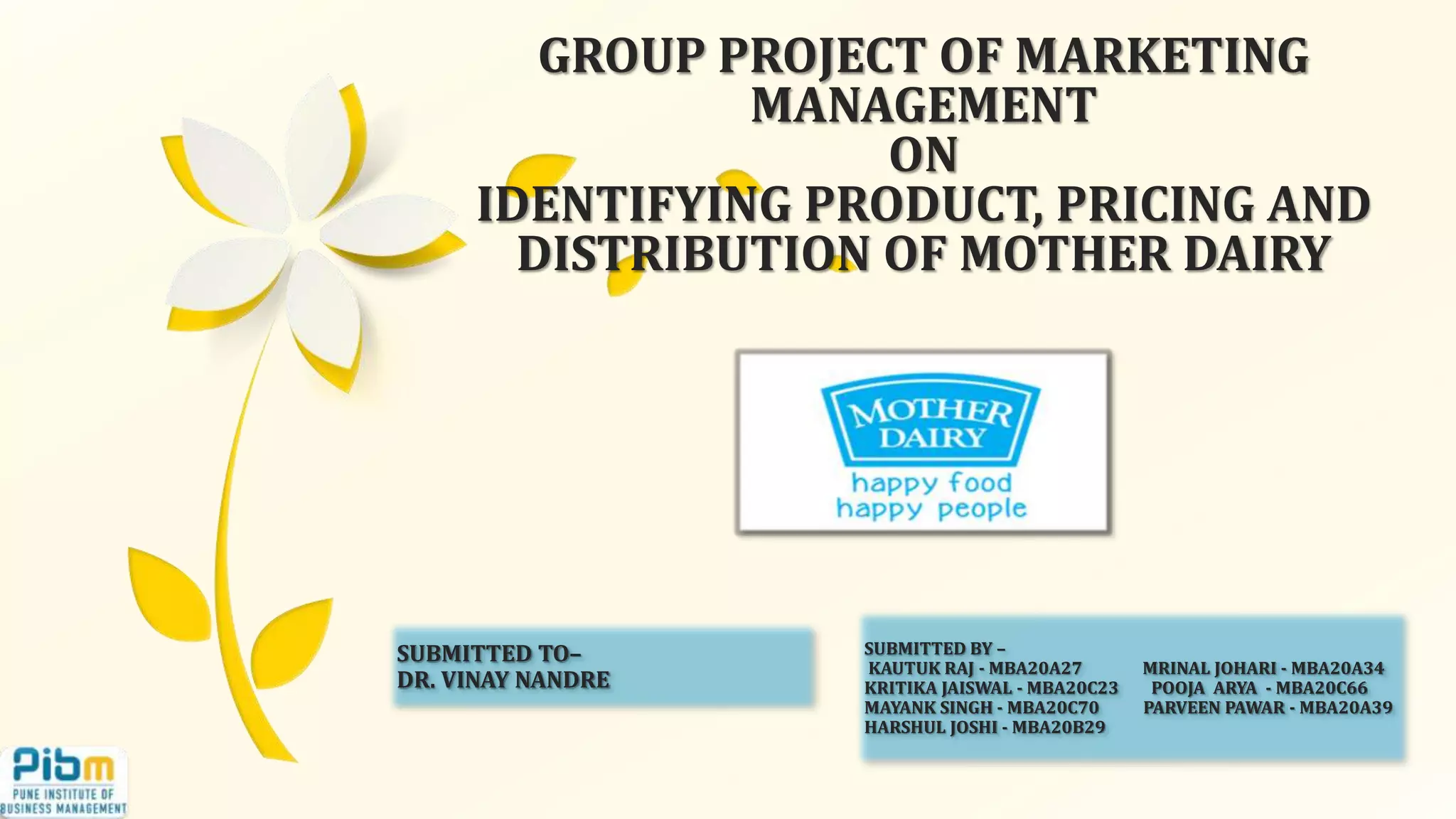 Mother dairy price, product & place | PPTX