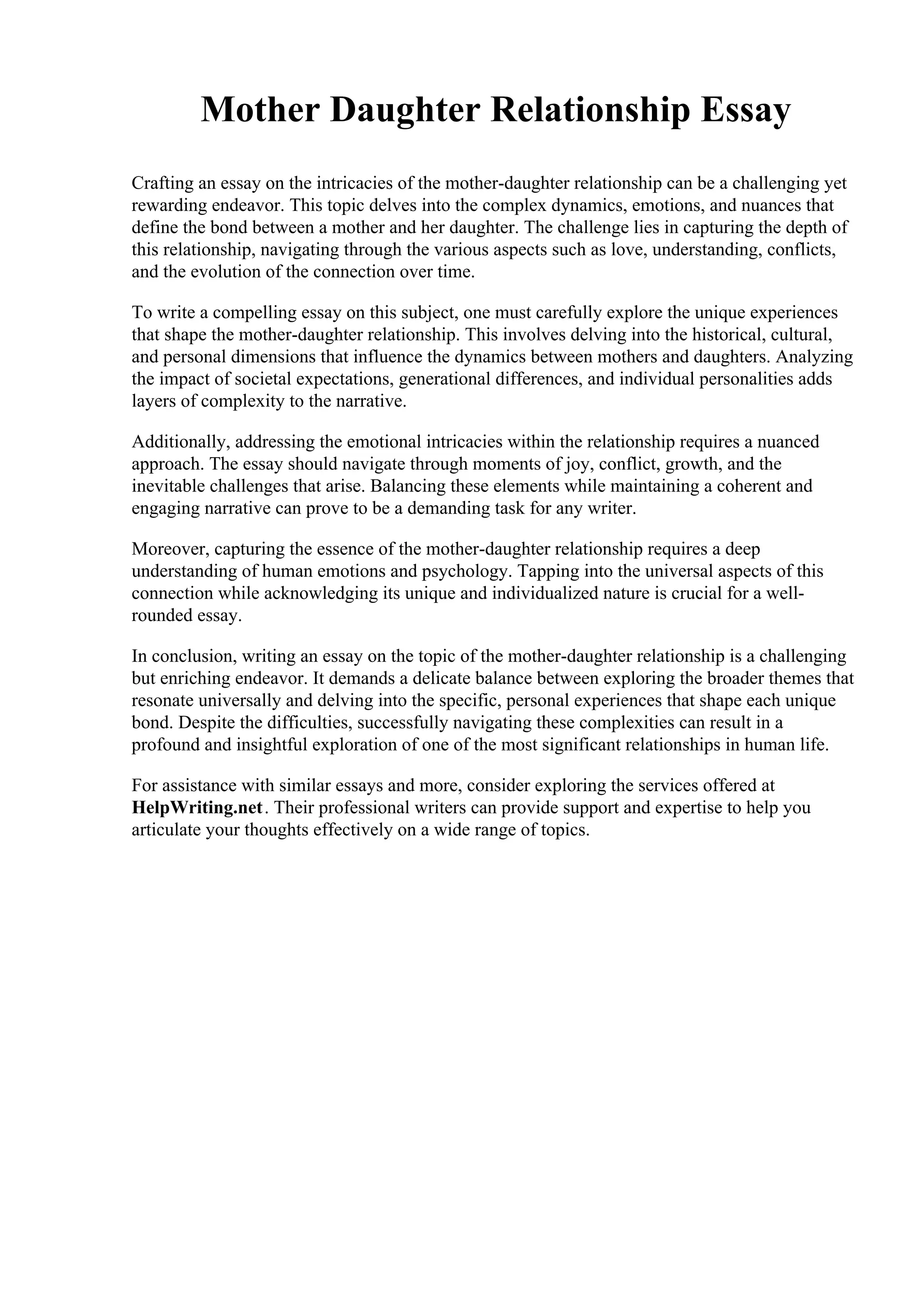 Mother Daughter Relationship Essay.pdfMother Daughter Relationship ...
