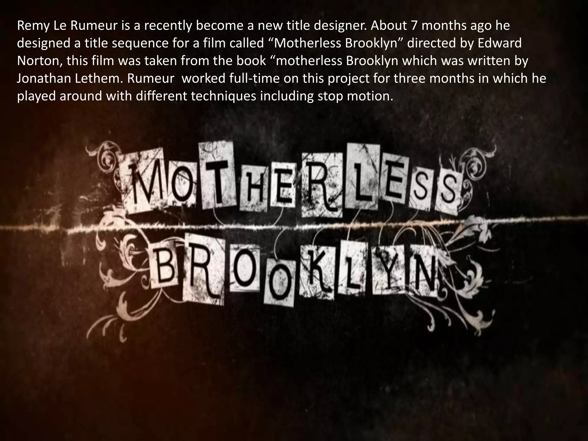 Motherless brooklyn | PPTX