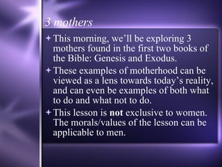 Mothers in Genesis and Exodus | PPT | Christianity | Religion ...