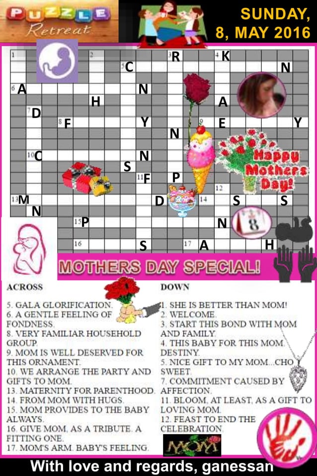 MOTHERS DAY CROSSWORD PUZZLE | PPTX | Games and Puzzles | Hobbies ...