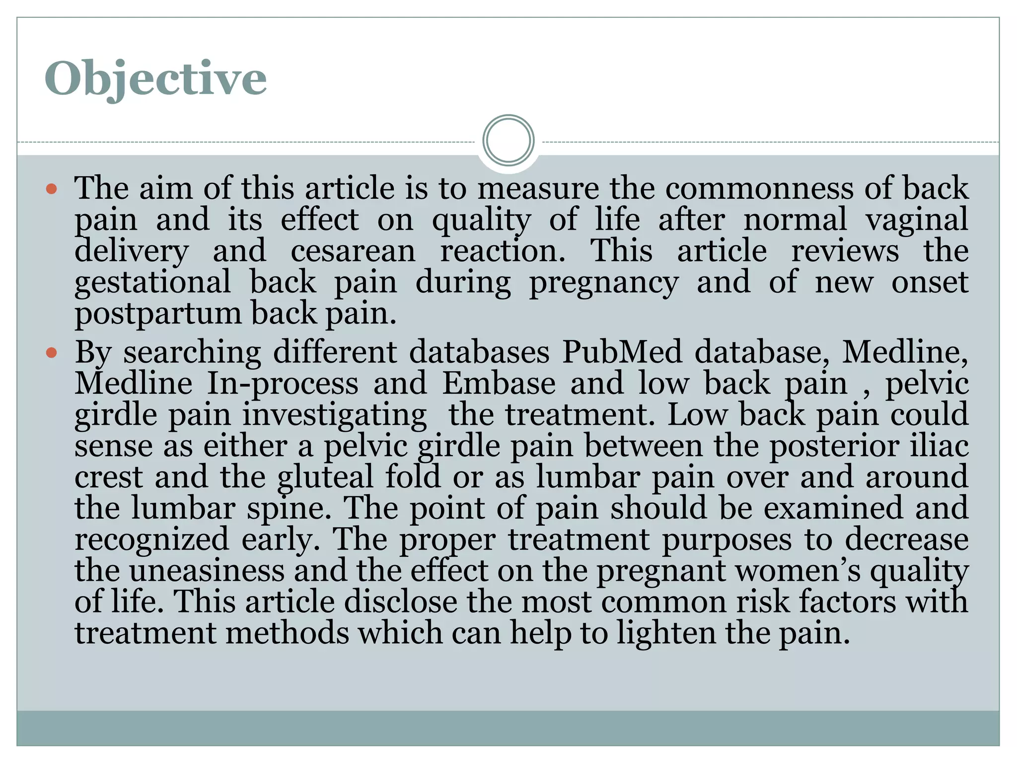 Women after giving birth to a child is backache (fix bad back visit ...
