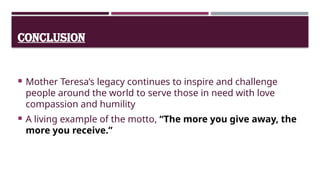 Mother Teresa , the great lady of the world | PPTX