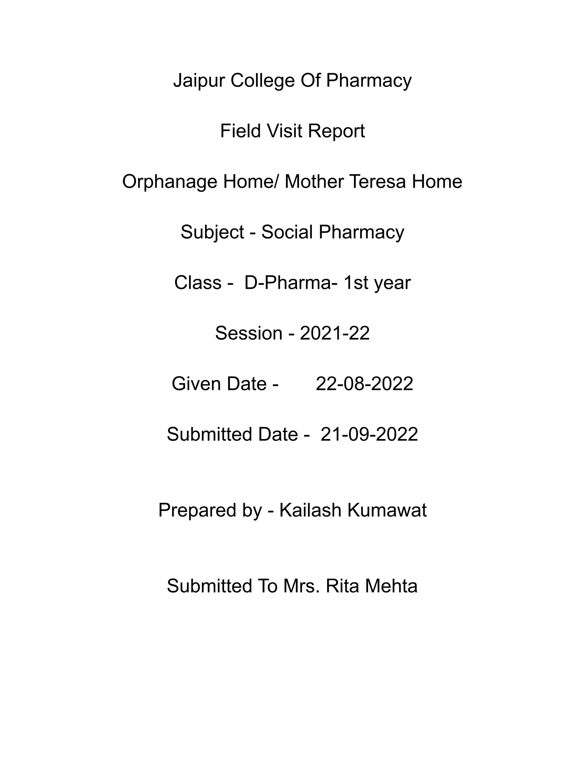 Orphanage Home Visit Report | PDF