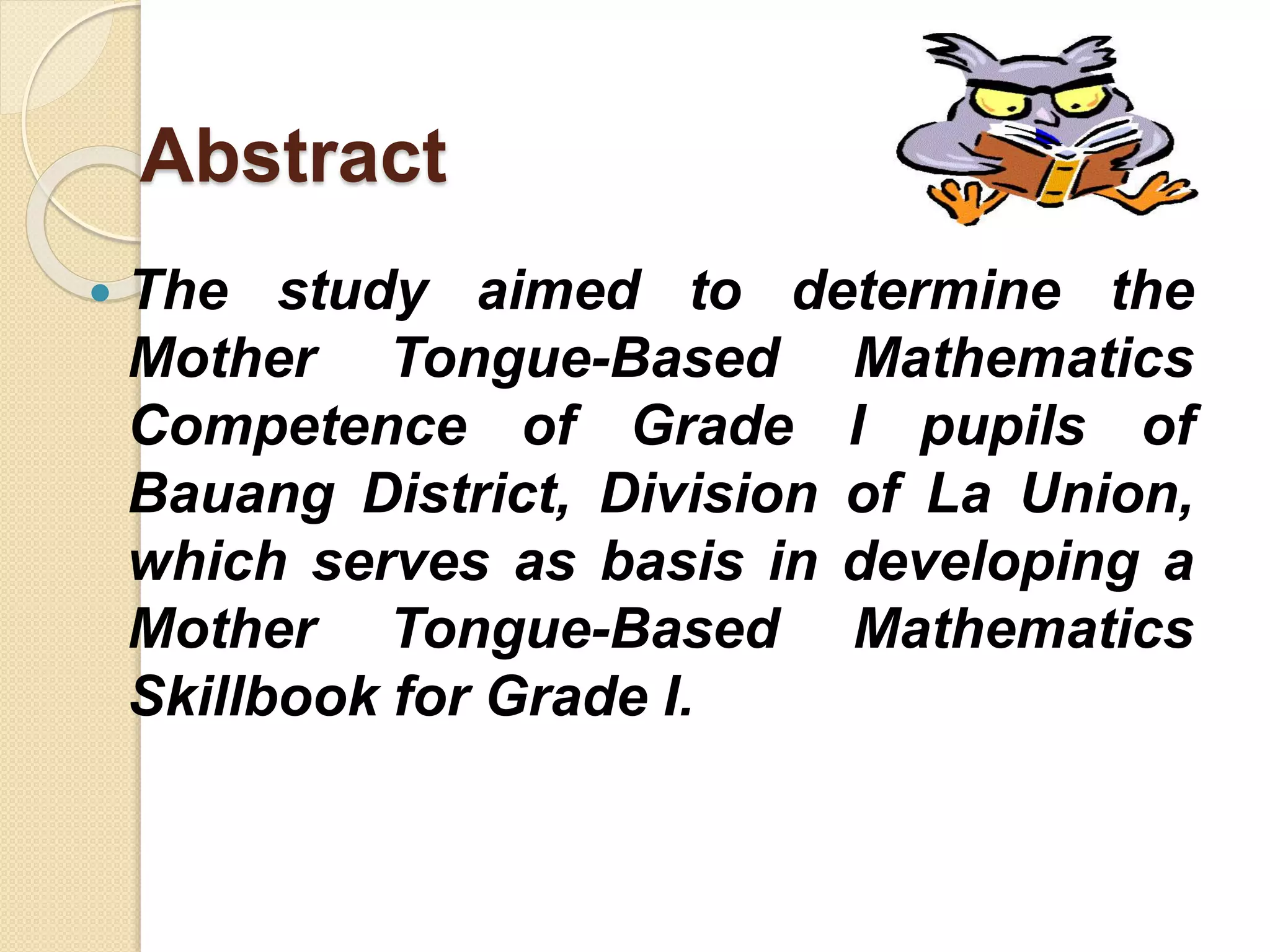Mother Tongue Based Mathematics Iloko Langauage Competence | PPTX