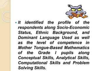 Mother Tongue Based Mathematics Iloko Langauage Competence | PPT