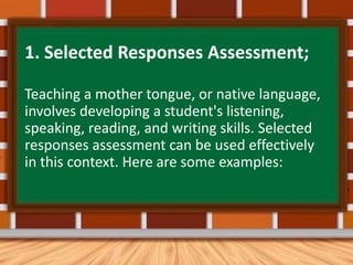 Mothertongue.pptx EED Lesson 2 Language Assessment Strategies | PPTX