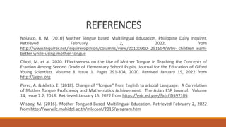 MOTHER TONGUE AS MEDIUM OF INSTRUCTION PPT PROPOSAL.pptx | Educational ...