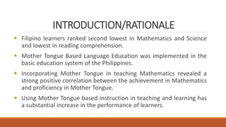 MOTHER TONGUE AS MEDIUM OF INSTRUCTION PPT PROPOSAL.pptx | Educational ...