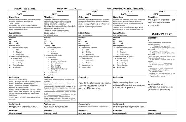 DLL in Grade 3 Mother Tongue Based