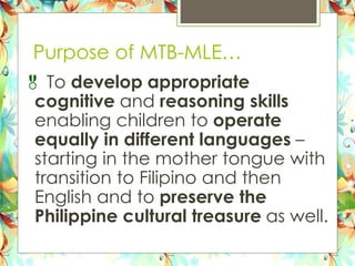 Mother Tongue Based - Multilingual Education (MTB-MLE) in Philippines ...