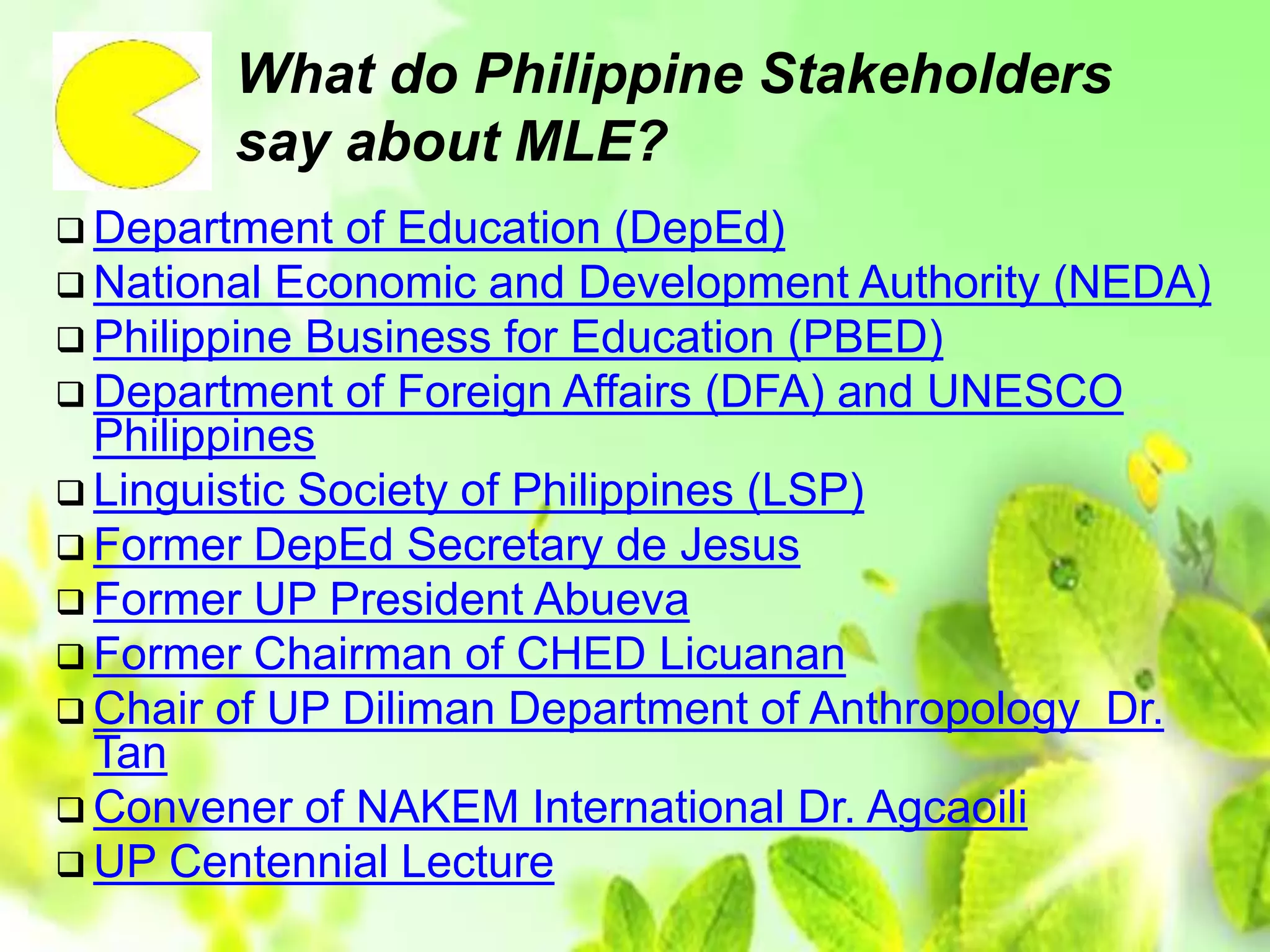 Mother Tongue Multilingual Education (MTB-MLE) | PPTX | Education