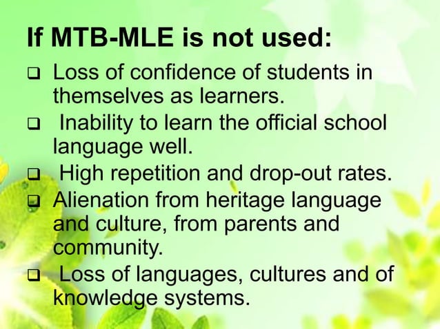 Mother Tongue Multilingual Education (MTB-MLE) | PPTX | Education
