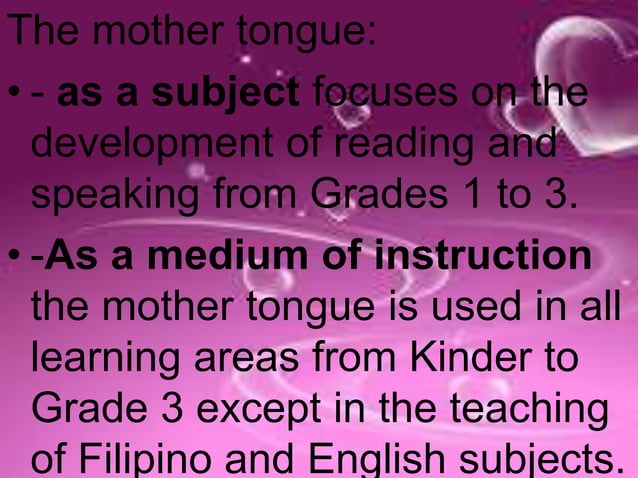 Mother tongue presentation | PPTX