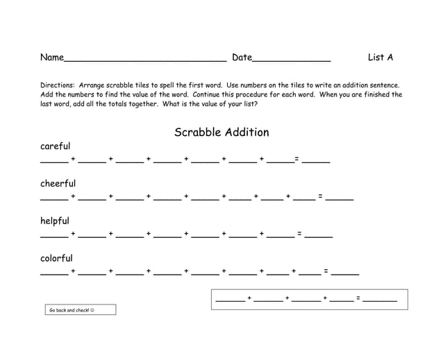 Mother to tigers 6 4 spelling scrabble addition | DOC