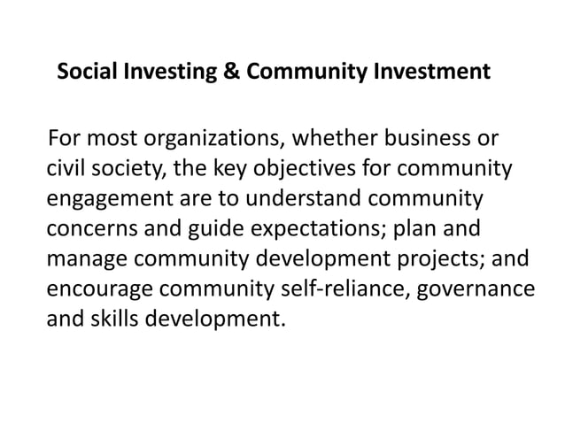 The community capacity enhancement process - Serious Social Investing ...