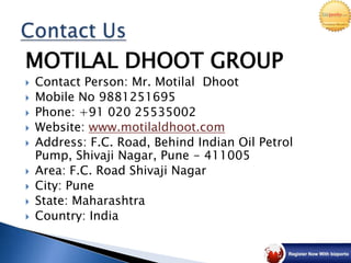 Motilal Dhoot Group In Pune | PPTX