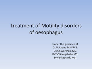Motility disorders of oesophagus | PPT