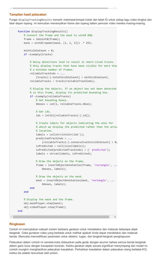 Motion Based Multiple Object Tracking Matlab And Simulink Example Pdf