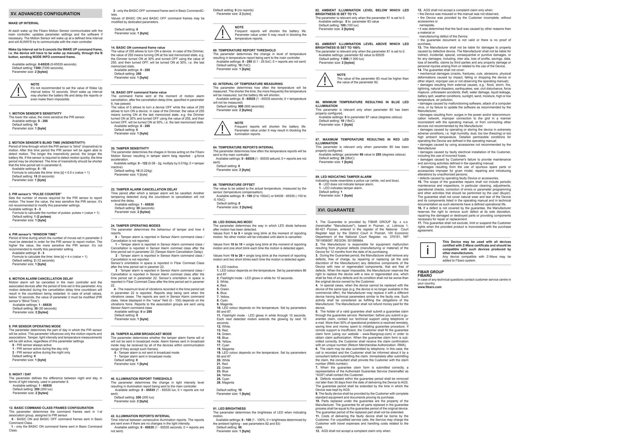 Fibaro Motion Multisensor Manual | PDF