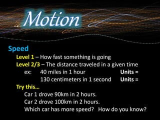 Motion speed velocity acceleration | PPT