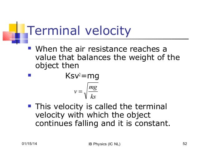 Terminal Velocity Formula Formula For Terminal Velocity