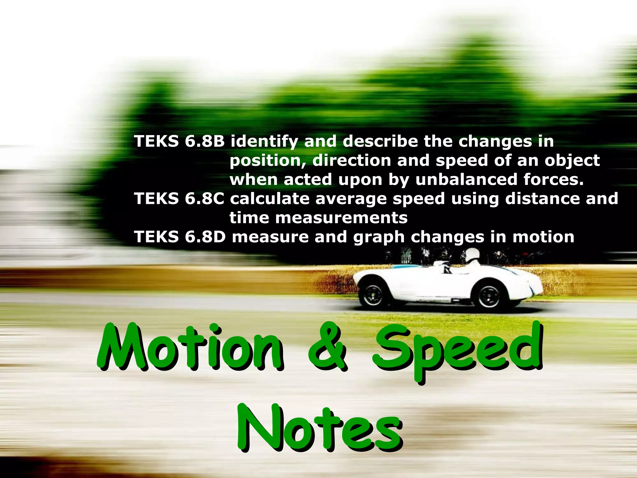 Motion and speed notes | PPT